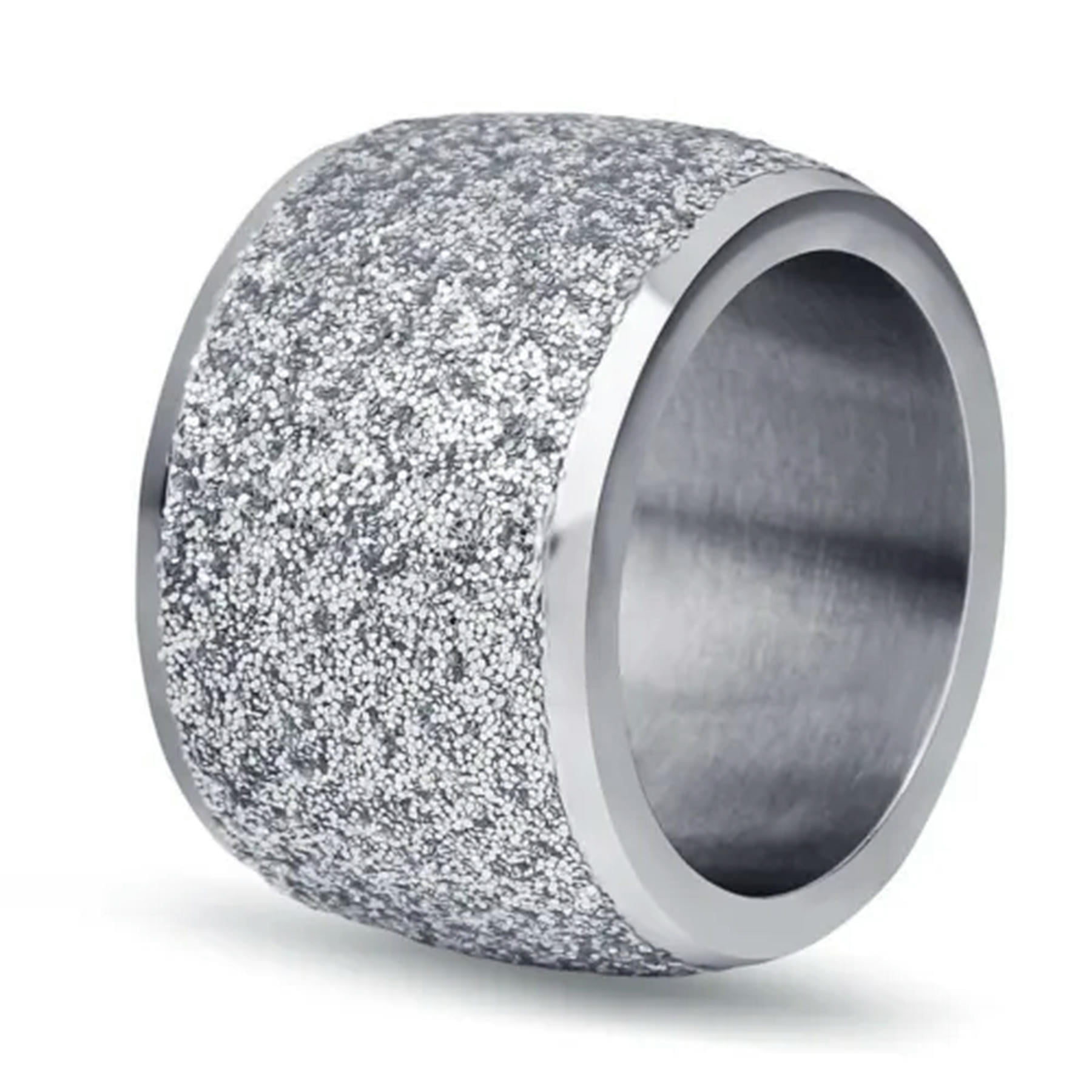 16mm Chunky Rings for Women Sandblasting Surface Stainless Steel Bulky ...