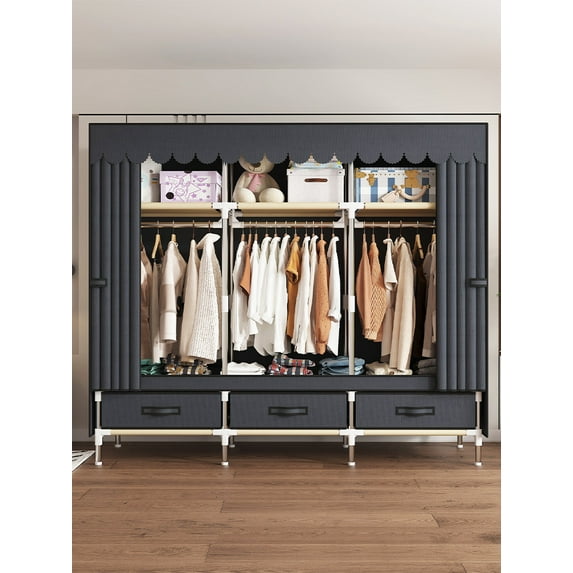 16mm Galvanized Steel Rust - Proof Fabric Wardrobe with Drawers, 150×45 ...