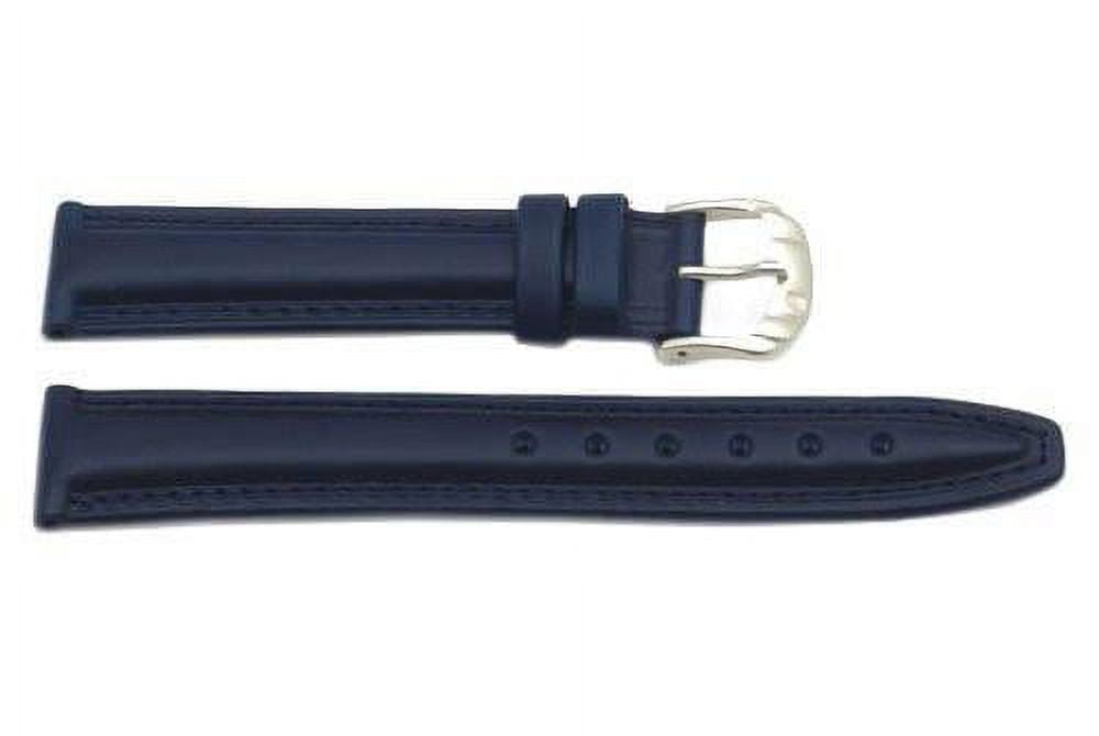 16mm Genuine Leather Smooth Padded Dark Blue Watch Band - Walmart.com