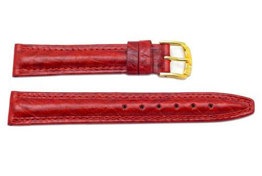16mm Genuine Leather Textured Padded Red Watch Band - Walmart.com