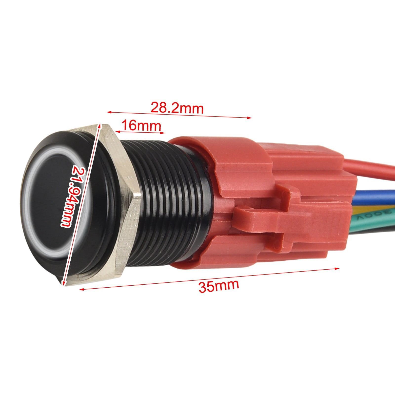 16mm Metal Latching Push Button Switch 12V with Led Light Self-Locking ...