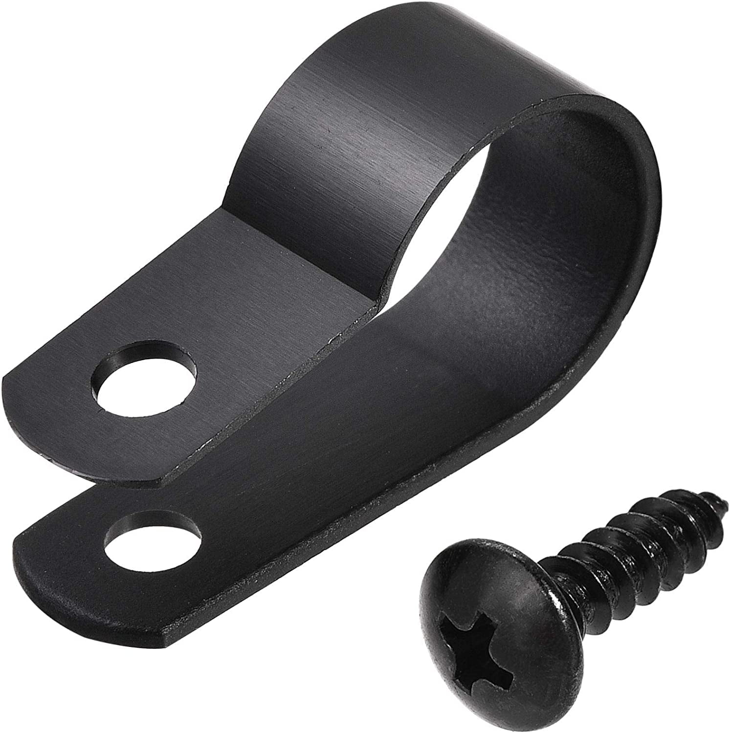 16mm Nylon R Type Cable Clip Wire Clamp with Screws Black 100pcs ...