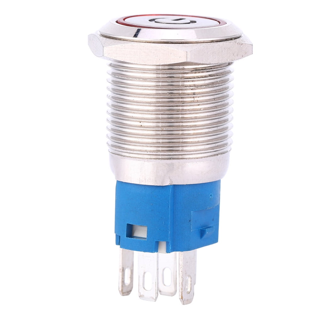 16mm Red LED Illuminated Self-Resetting Push Button Switch with Power ...