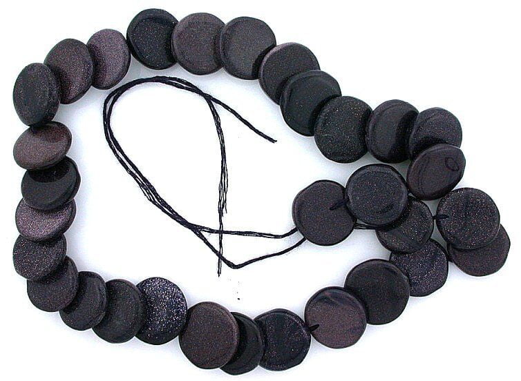 16mm Round Coin Primitive Cut Layered Blue Goldstone Beads Gemstone 15 ...