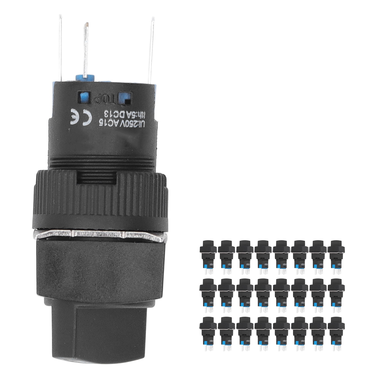 16mm Square 5-Pin Red Knob Self-Locking Rotary Switch - 25 Pack ...