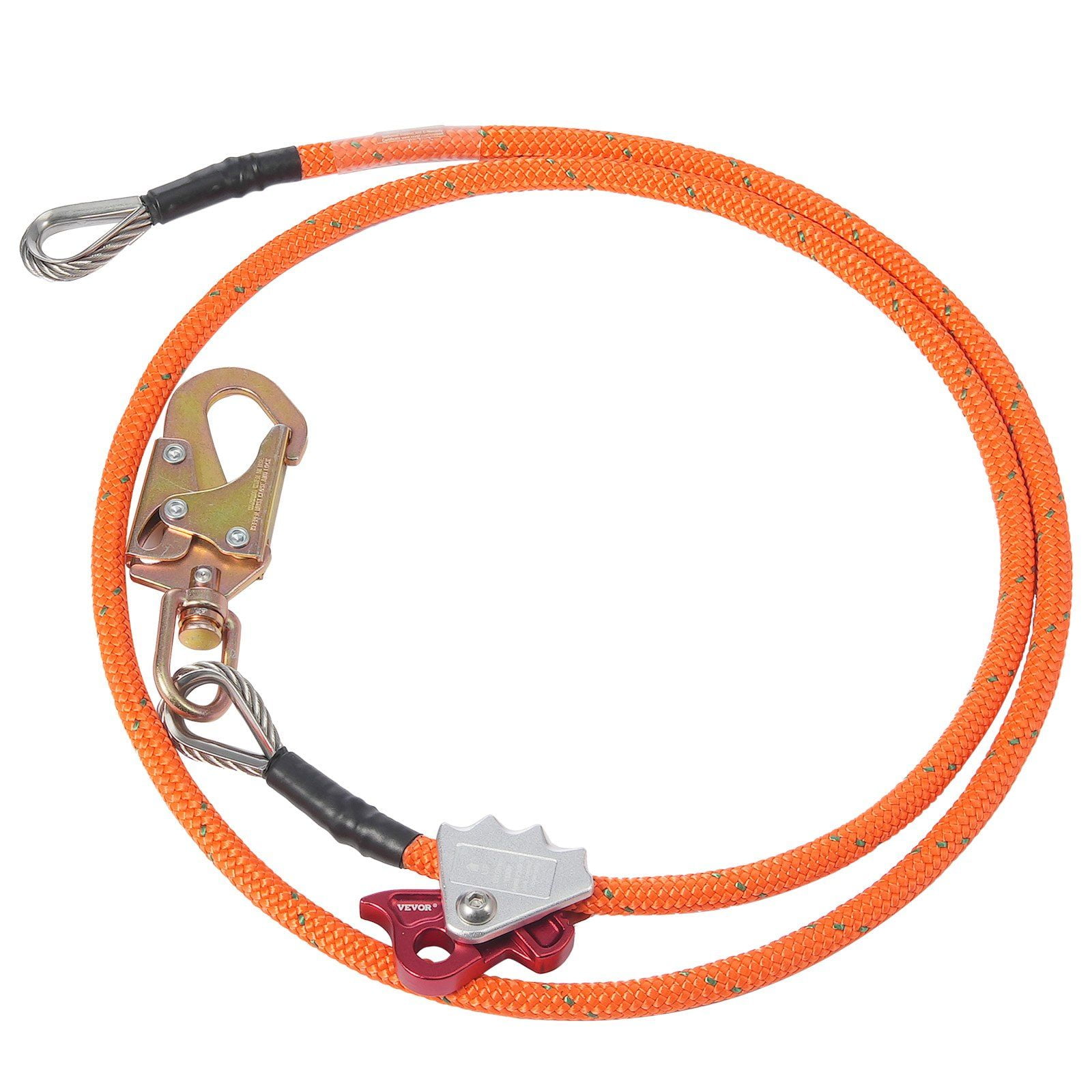 16mm Steel Core Arborist Flipline, 8ft(2.4m) Tree Climbing Lanyard with ...