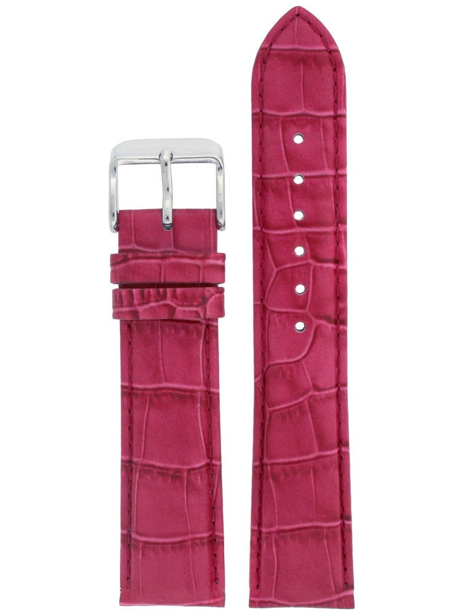 16mm Watch Band Pink Genuine Leather Crocodile Grain - Walmart.com