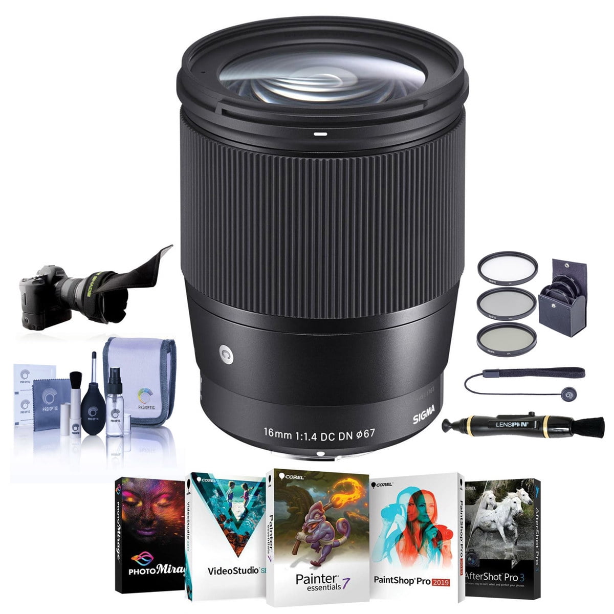 Sigma 16mm f/1.4 DC DN Contemporary Lens for Canon EF-M, Black, Bundle ...