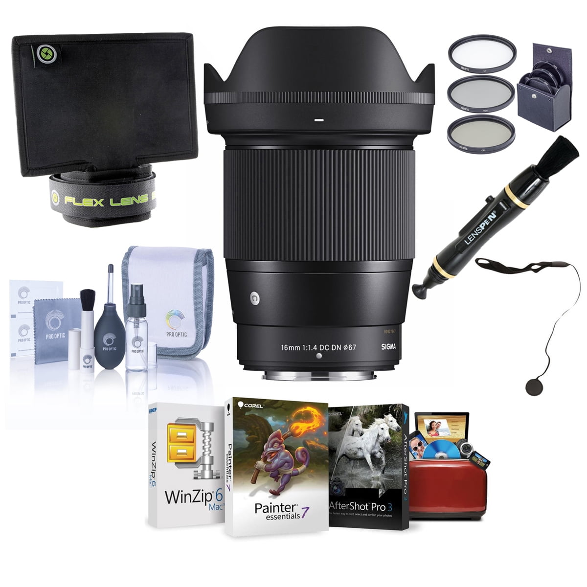 Sigma 16mm f/1.4 DC DN Contemporary Lens for Fujifilm X, Bundle with ...