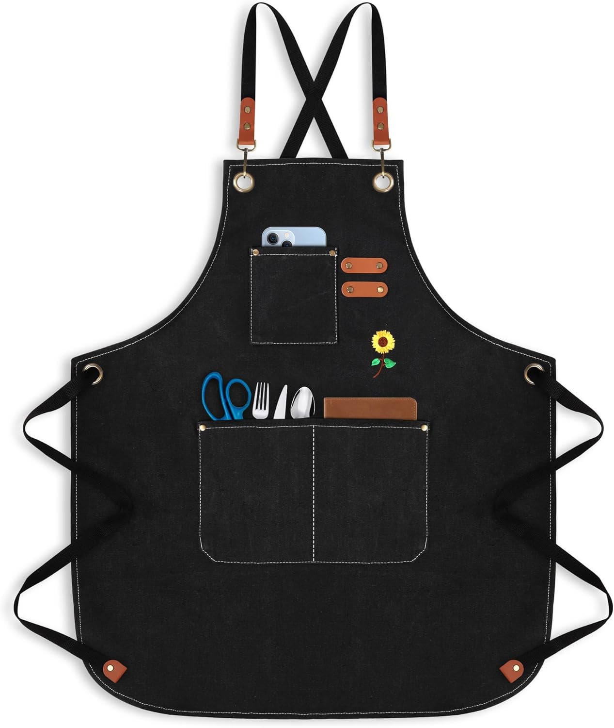 16oz 100% Cotton Canvas Apron | Unisex Cooking Apron for Men & Women ...