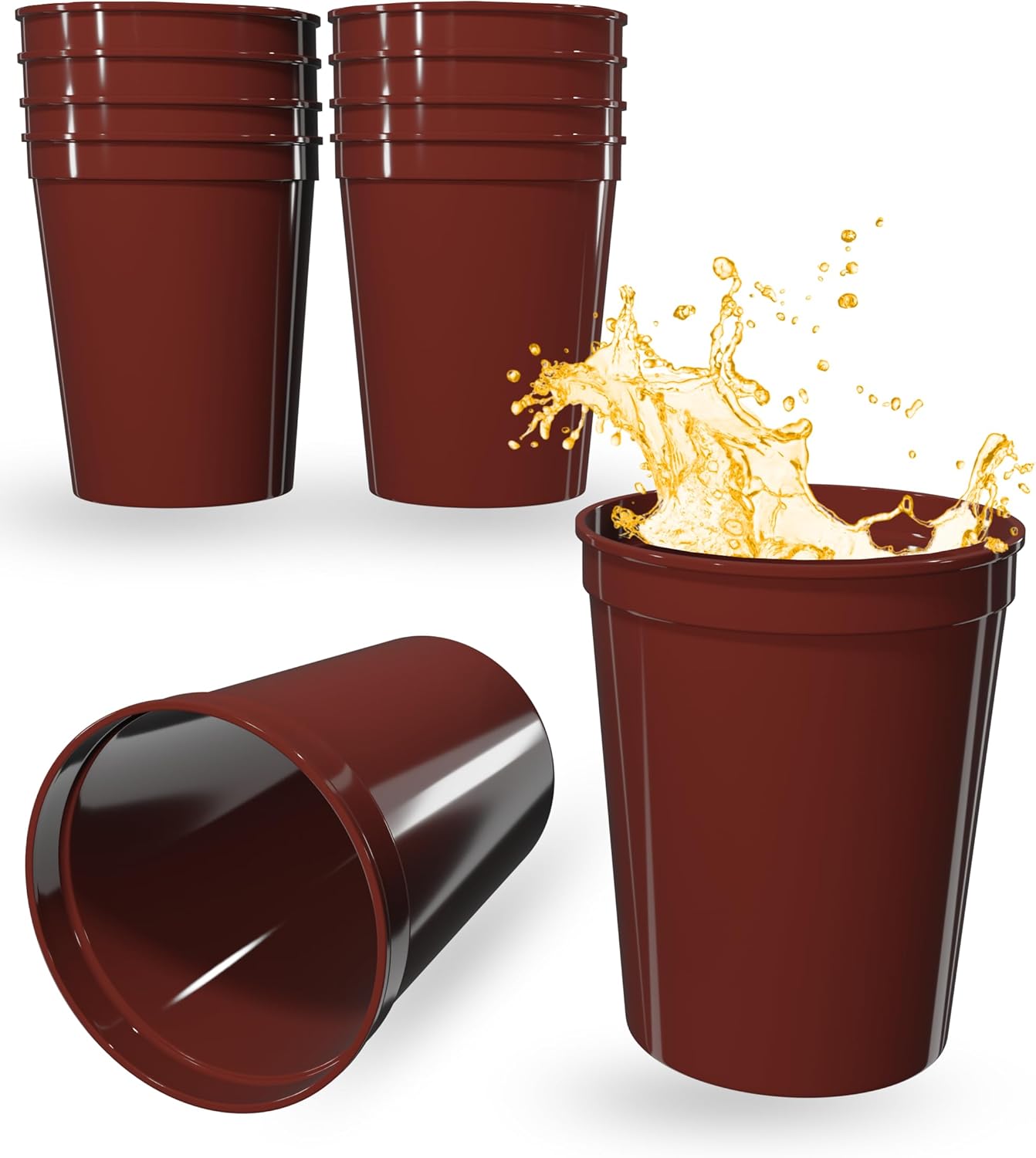 16oz 100 Pack (Maroon) Reusable Blank Plastic Cups, Colored Plastic ...