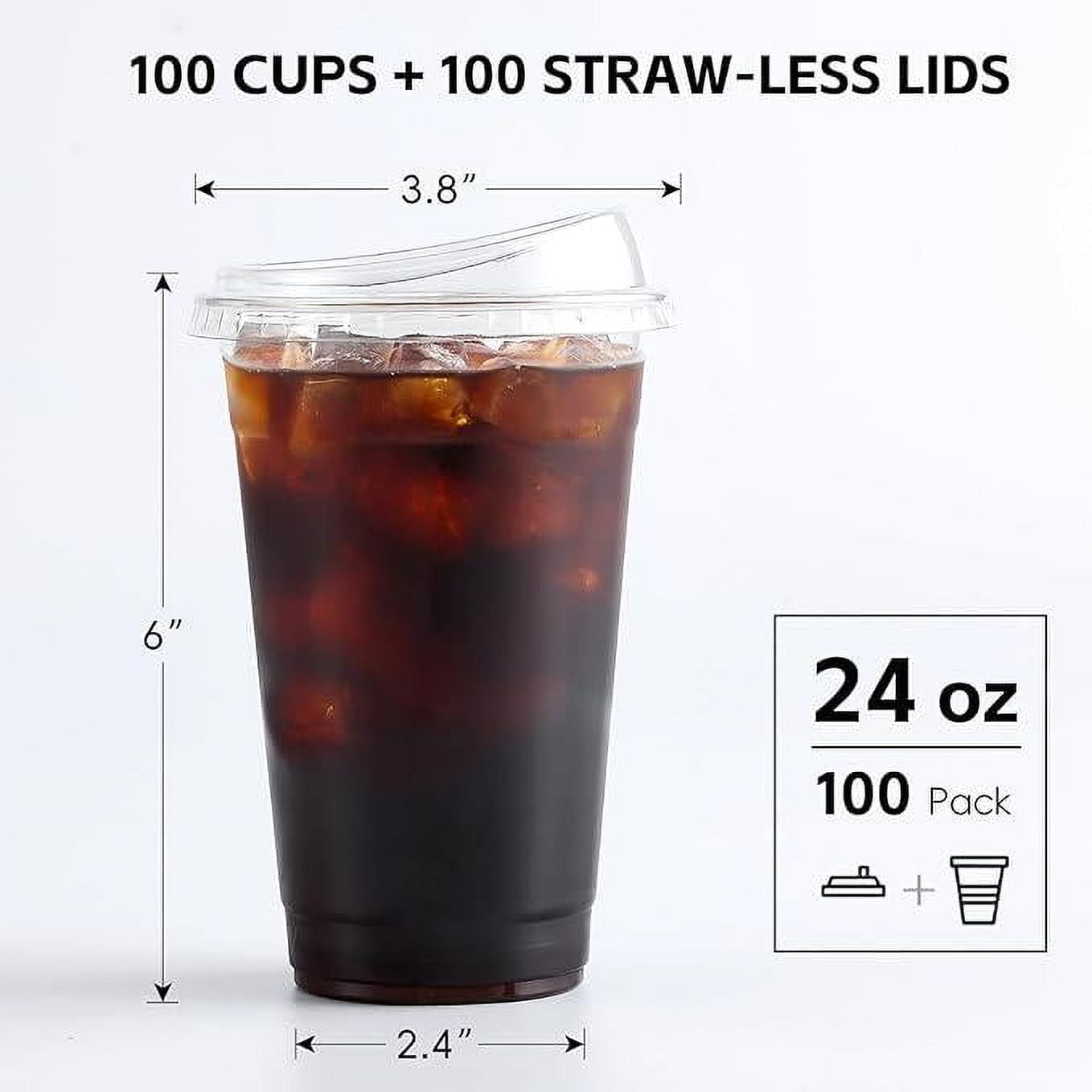 16oz-24oz Crystal Clear Plastic Cups with Strawless Sip-Lids – BPA-free ...