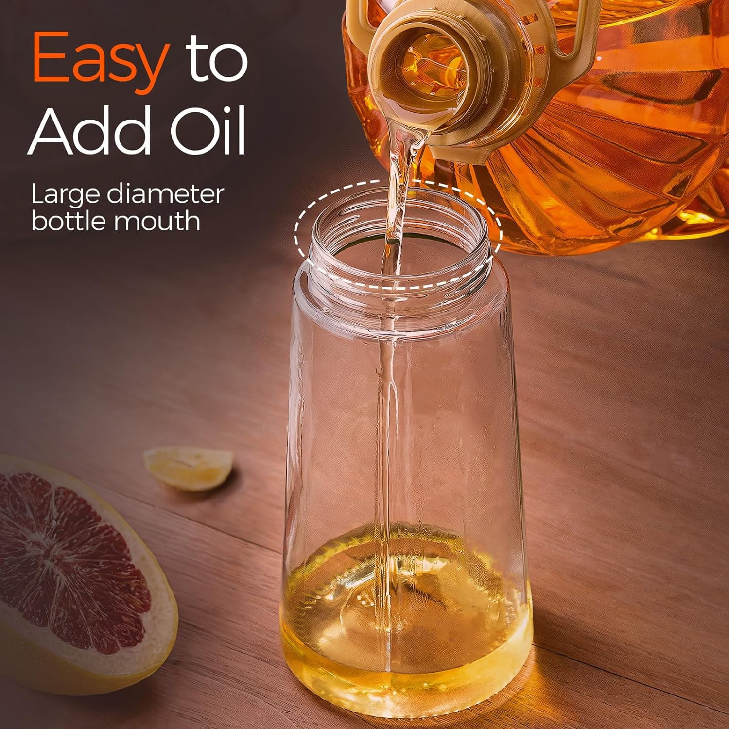 16oz/470ml Glass Olive Oil Sprayer for Cooking with Stickers, 2 in 1 Oil Dispenser for Kitchen ...