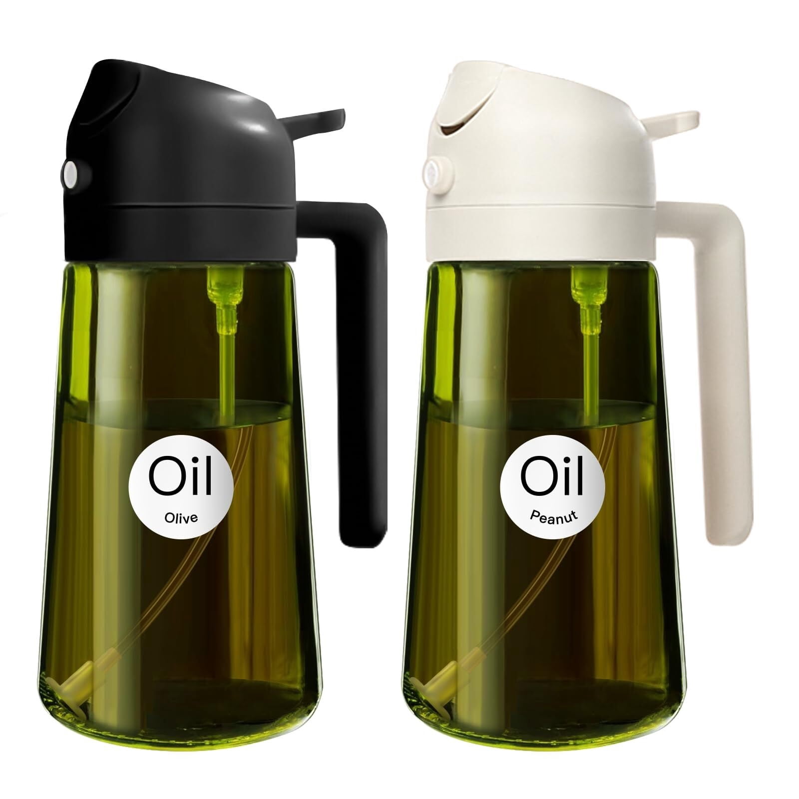 16oz/470ml Light-Blocking Dark Oil Sprayer for Cooking, 2 in 1 Olive ...