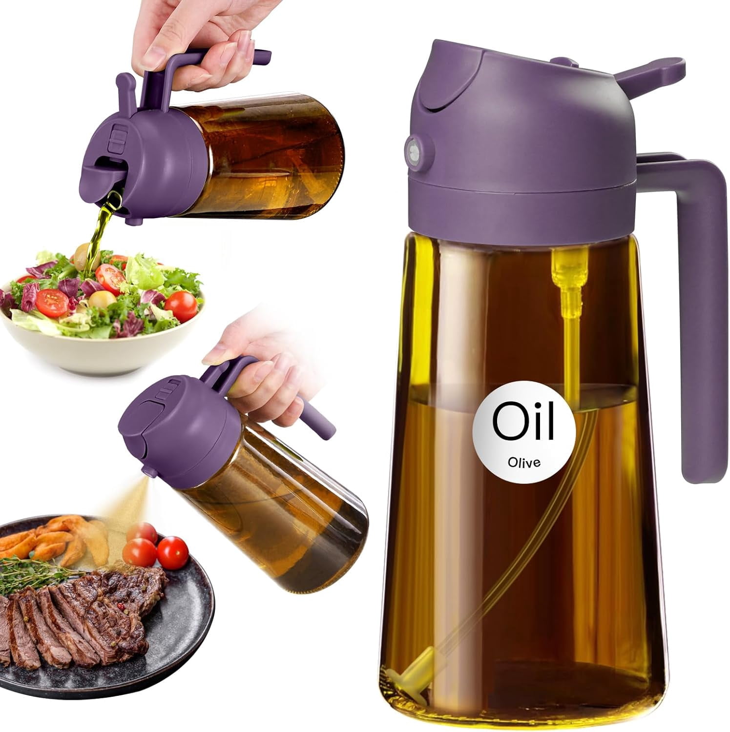 16oz/470ml Light Blocking Oil Sprayer for Cooking with Stickers, Food ...