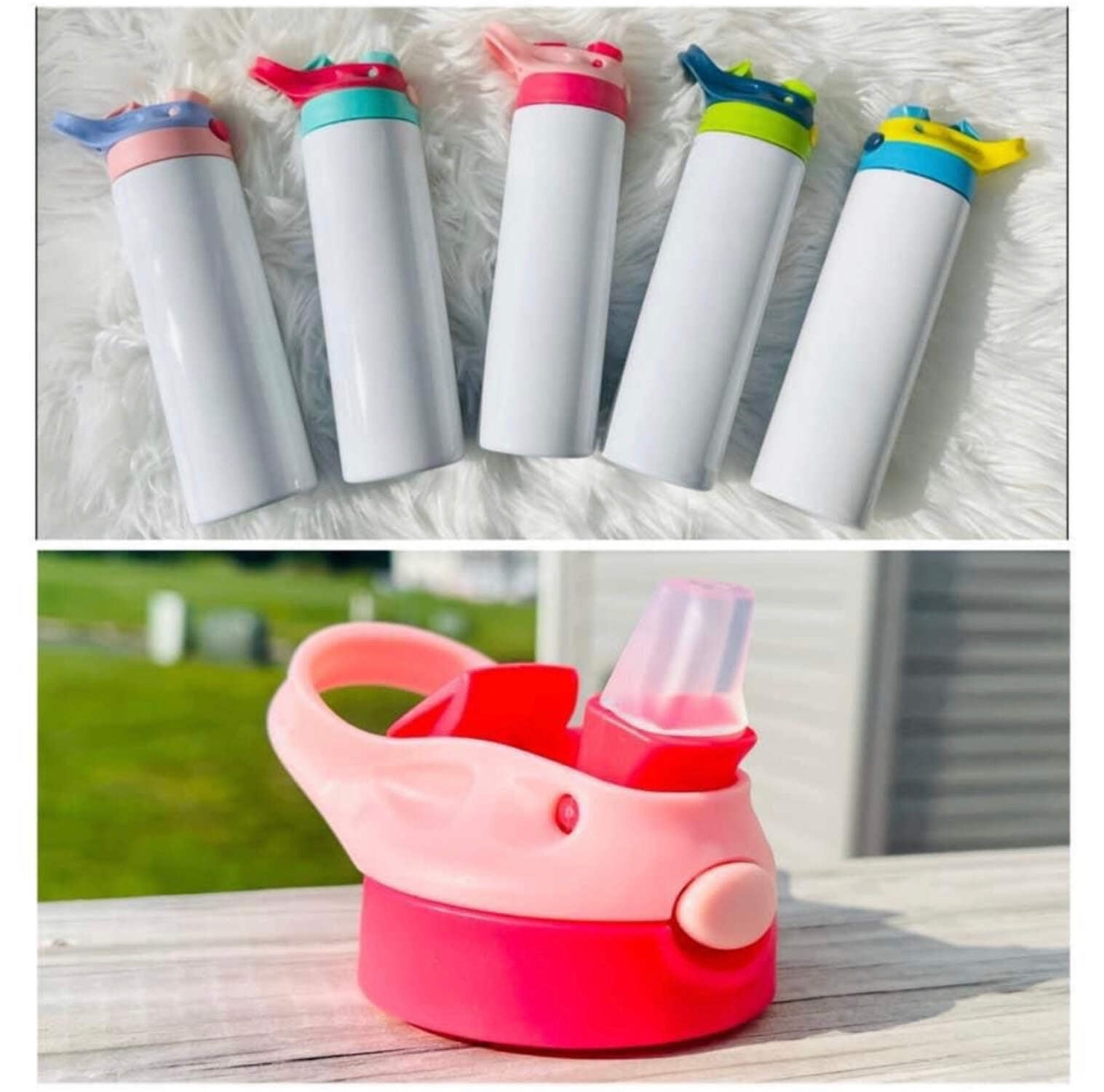 16oz Blank Sublimation Sippy Cup for Children White Straight Stainless ...