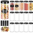 16oz Clear Plastic Jars with Airtight Black Lids, 16 Pack Straight ...