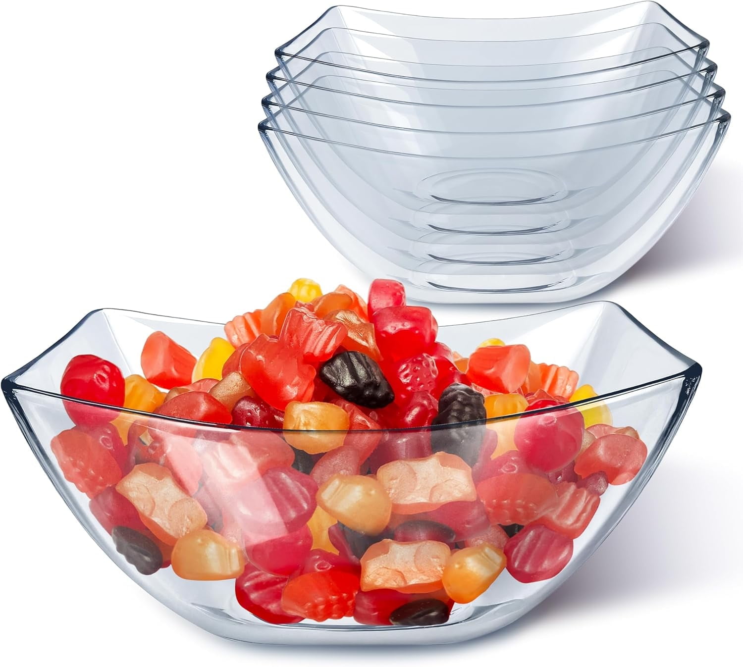 16oz Clear Plastic Serving Bowls, 4 Pack – Small Square Disposable ...