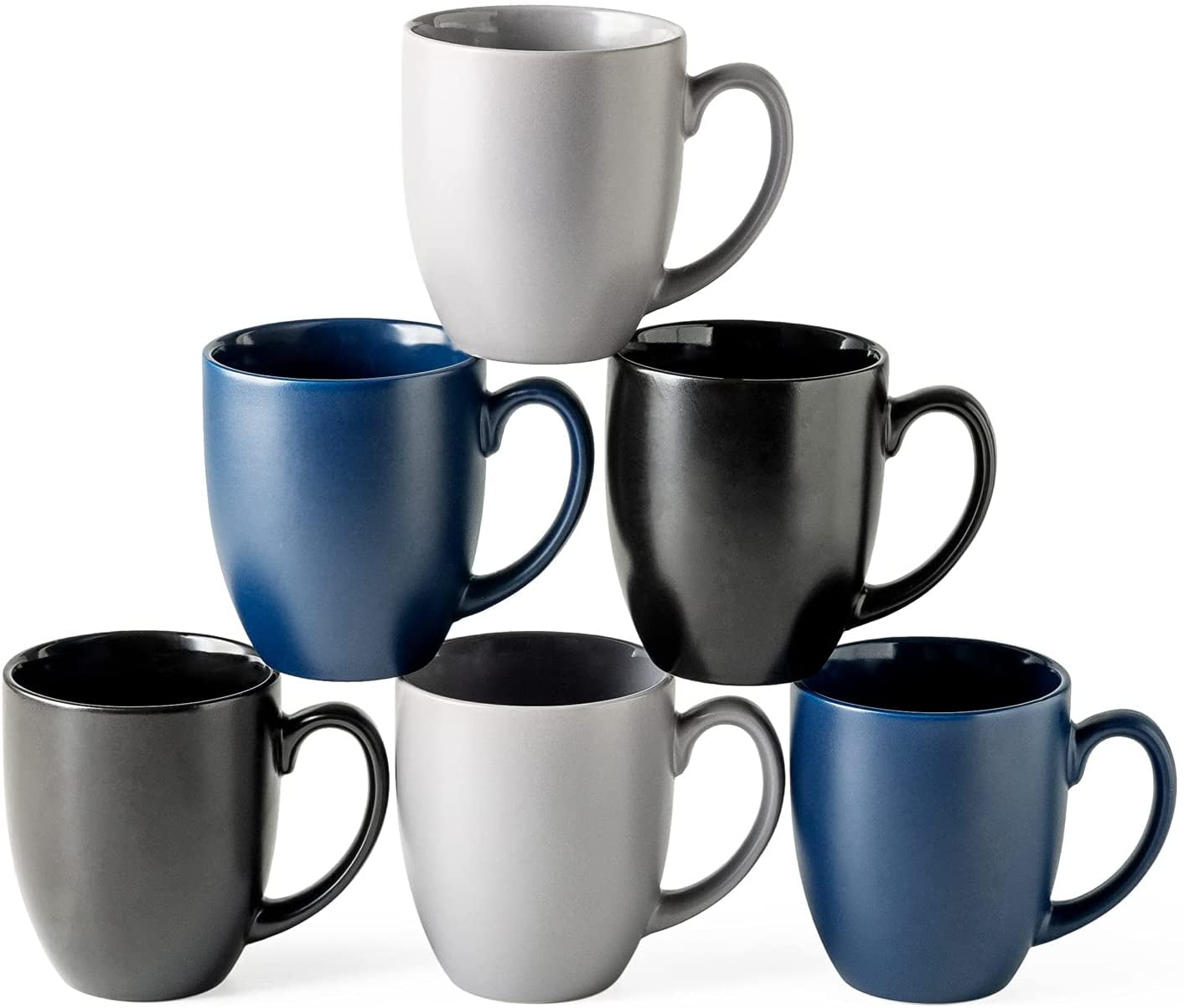 16oz Coffee Mugs Set of 6, Large Ceramic Coffee Mugs for Man, Woman ...