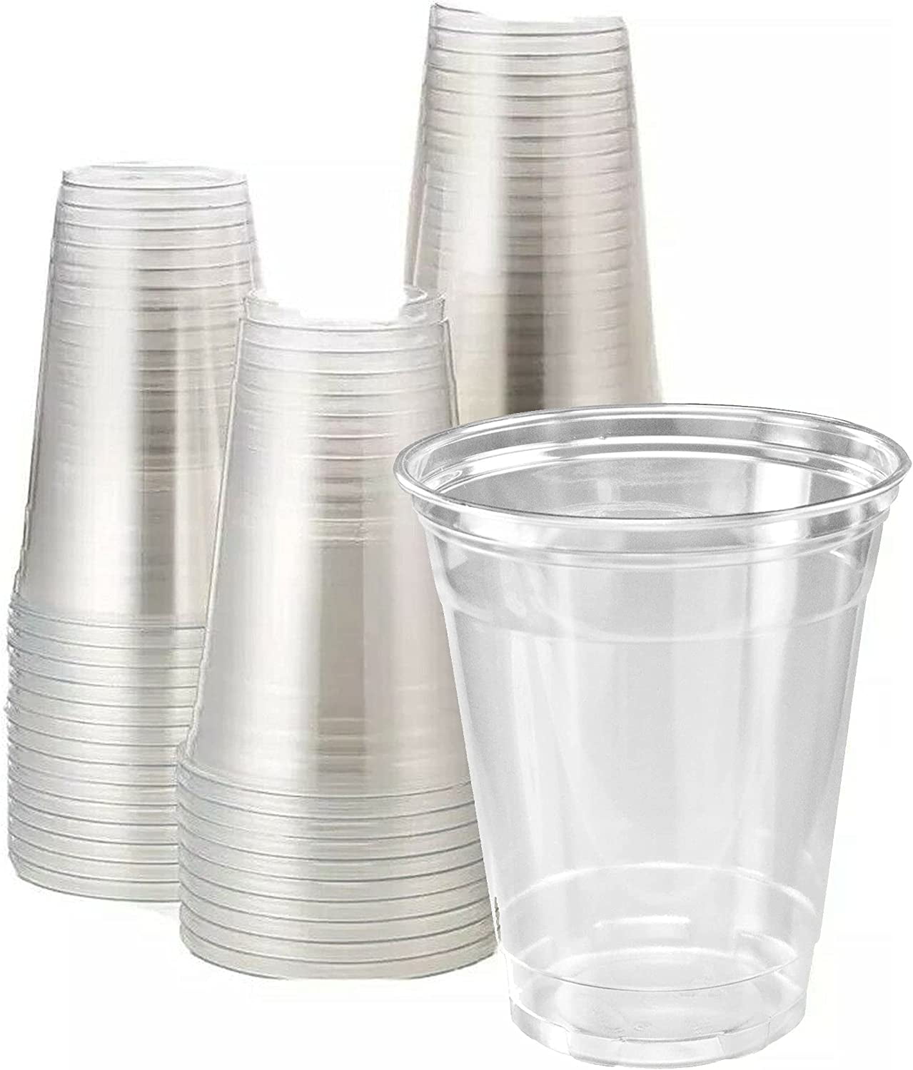 16oz Crystal Clear PET Plastic Cups, Fit 98mm Lid, Disposable Cold Cups ...