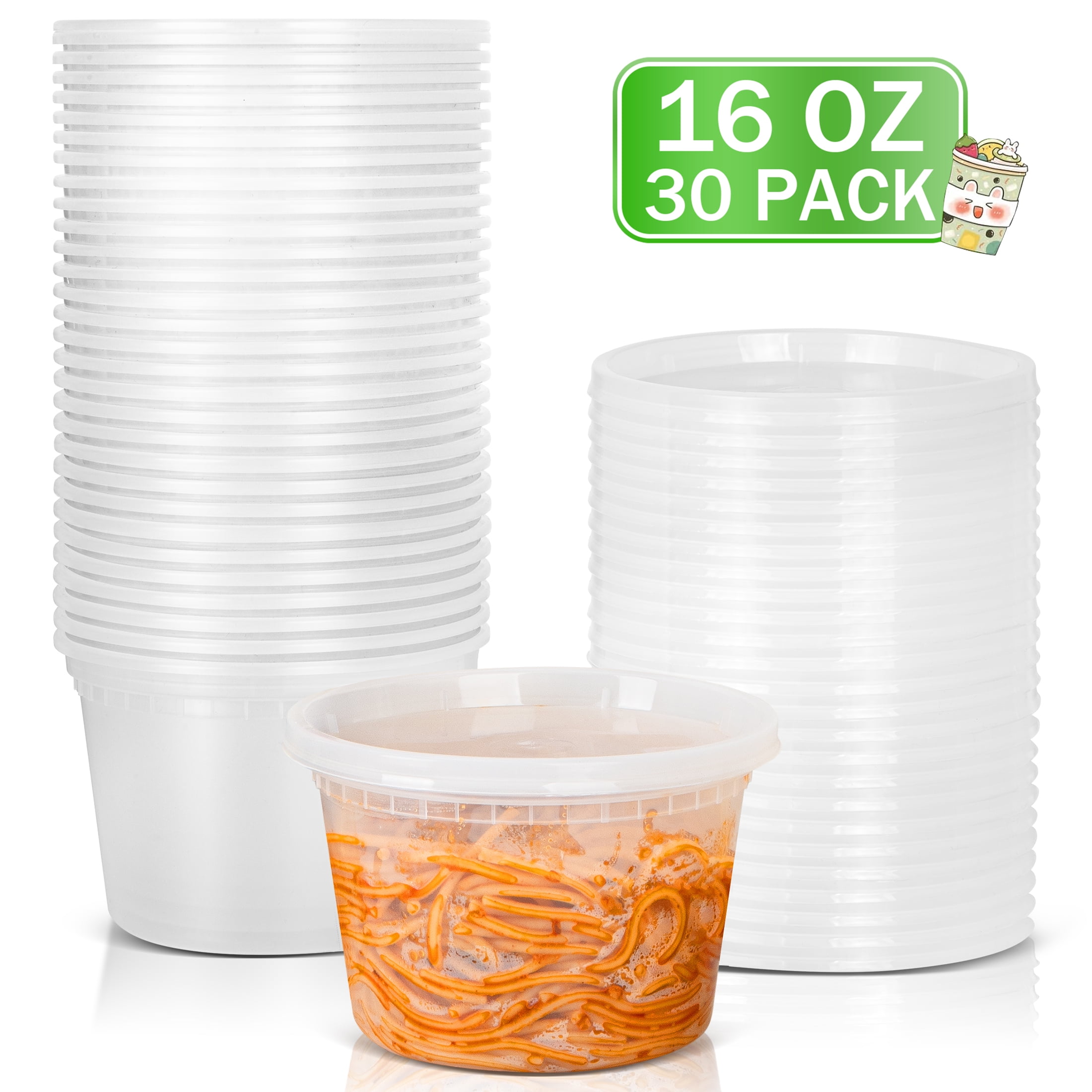 16oz Deli Containers with Lids 30 Sets, Food Storage Containers with ...