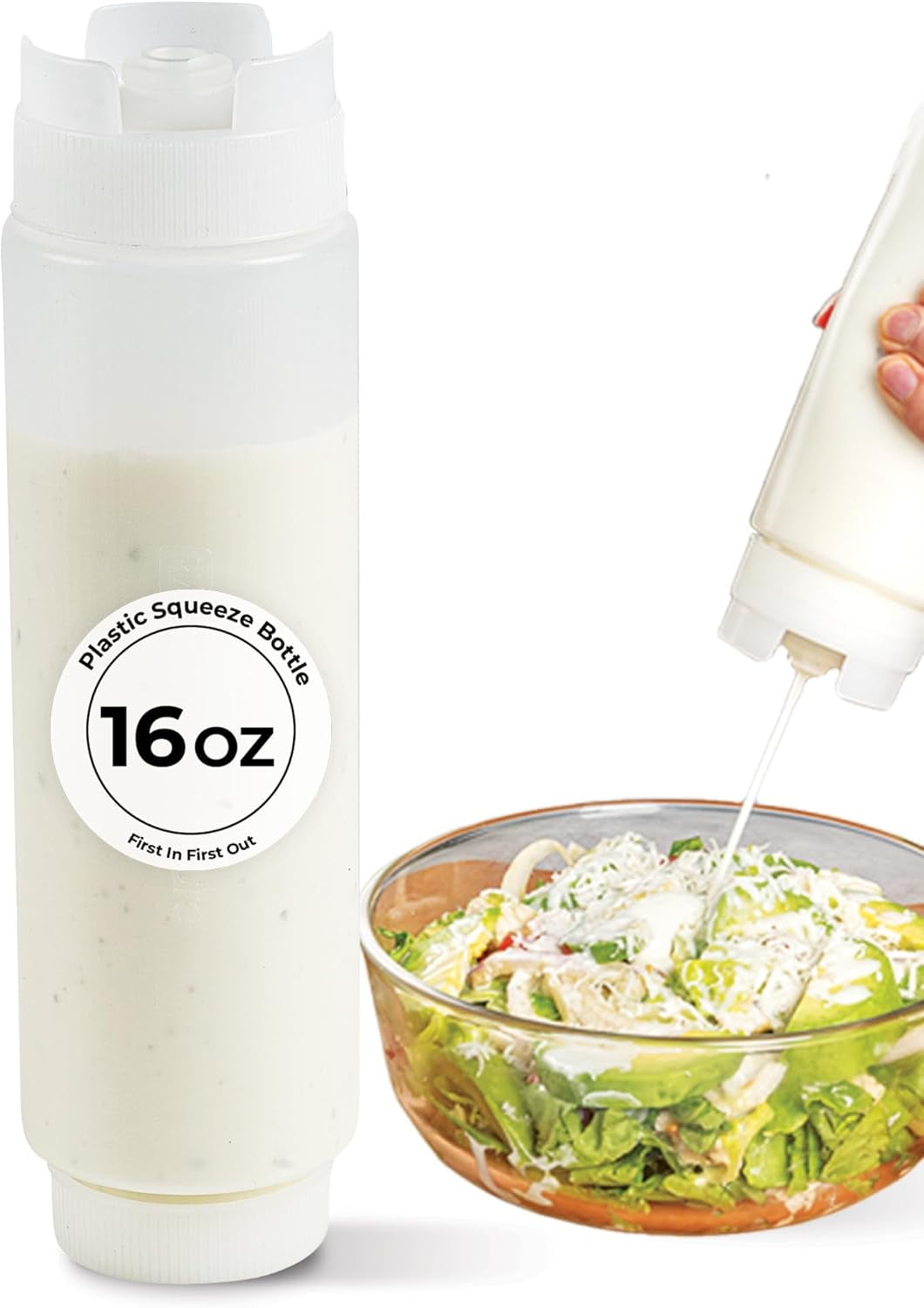 16oz. FIFO Inverted Plastic Squeeze Bottle with Refill and Dispensing ...