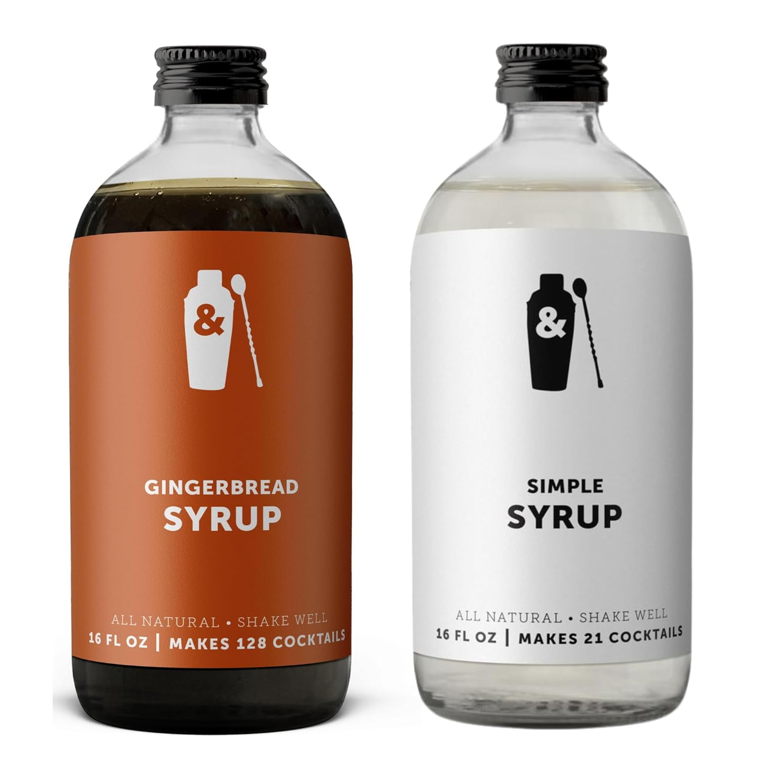 16oz Gingerbread Syrup + 16oz Simple Syrup, Cocktail Syrup Set ...