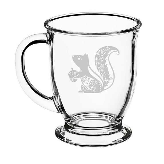 16oz Glass Coffee Mug Tea Glass Gift Fancy Squirrel - Walmart.com