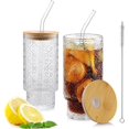 16oz Glass Cups with and Straws, 2 Pack Drinking Glasses Tumblers ...