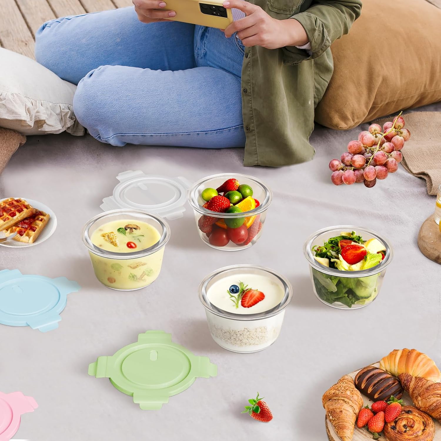 16oz Glass Meal Prep Containers, Airtight 2 Cup Glass Storage ...