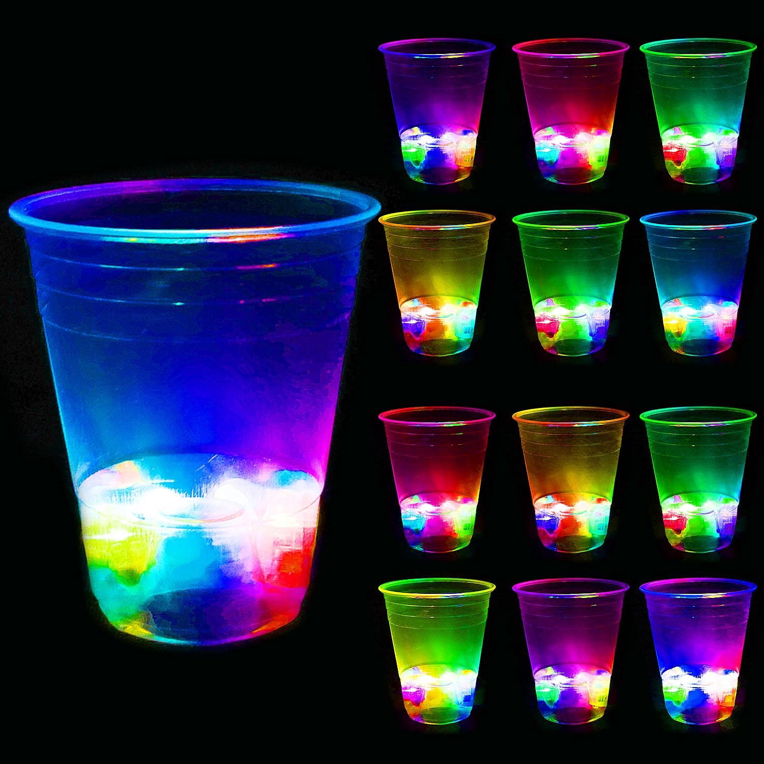 16oz Glowing PartyEGSC Cups for Indoor Outdoor Party Event Fun, Pack ...
