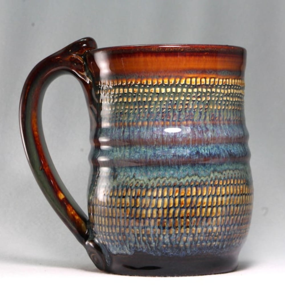 16oz Handmade Rustic Brown Pottery Mug, Art Pottery Coffee or Tea Mug ...