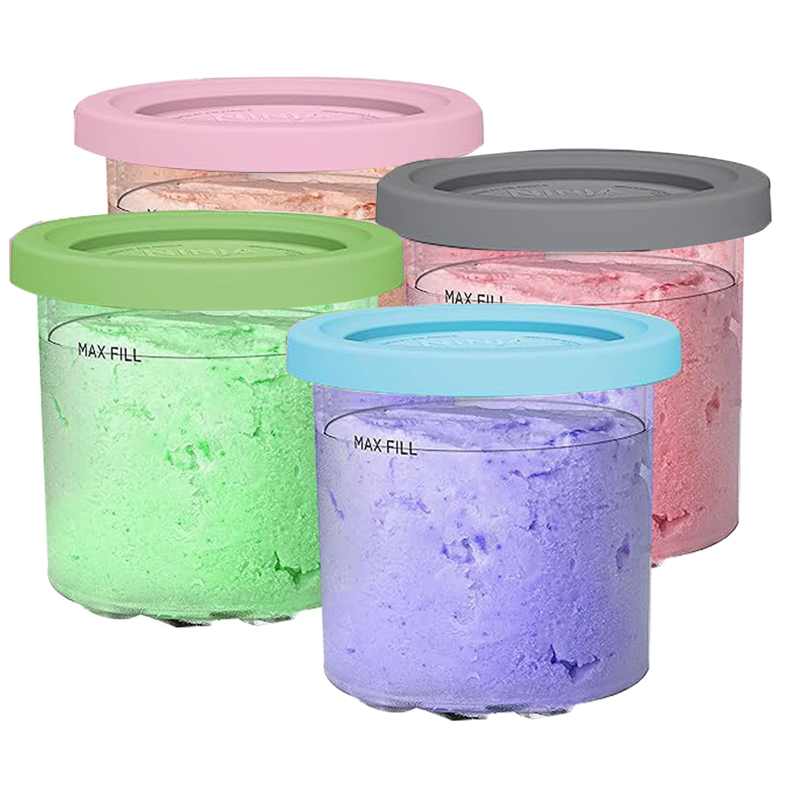 16oz Ice Cream Containers Replacement for Ninja Creami Pints, 4 Pack ...
