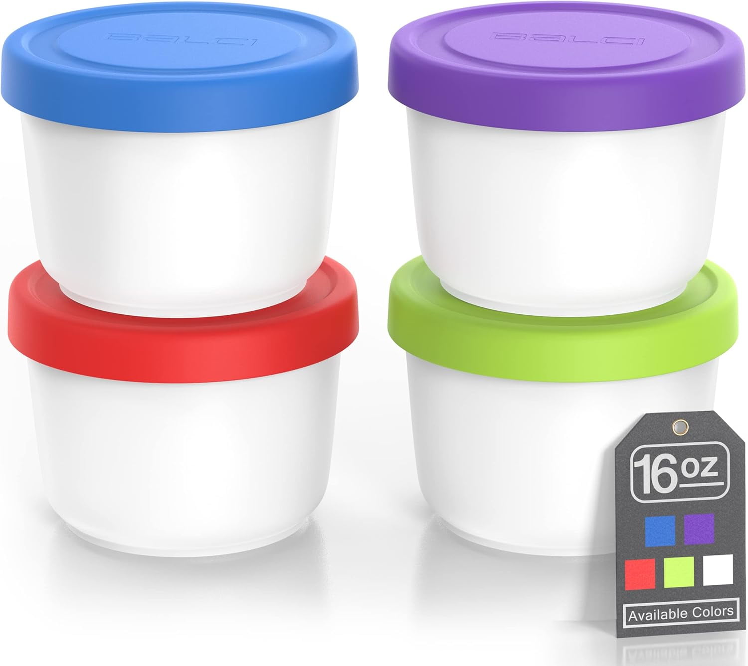 - 16oz Ice Cream Containers with Silicone Lids (Set of 4) - 1 Pint Each ...