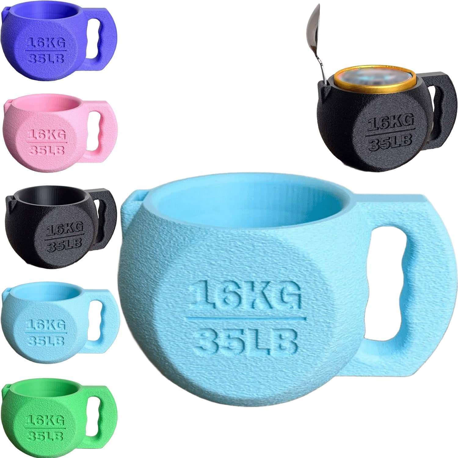 16oz Kettlebell Ice Cream Pint Holder 3D Printed with Spoon Slot for ...