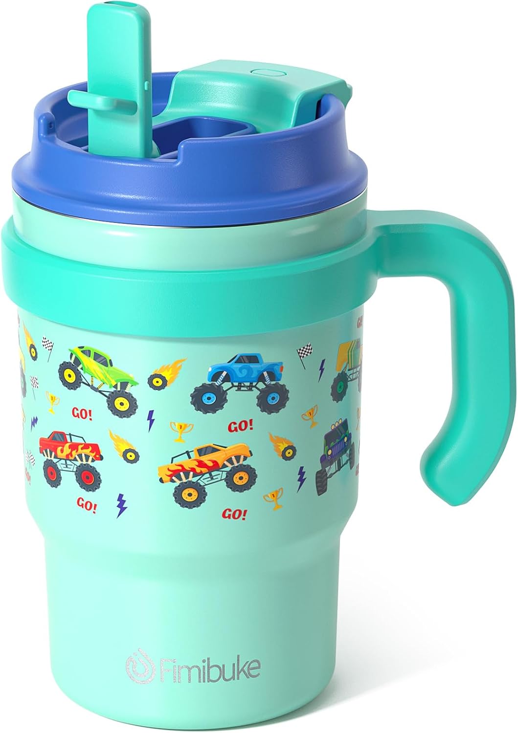 16oz Kids Insulated Tumbler with Handle & Straws - 2 Pack BPA FREE 18/8 Stainless Steel Toddler ...