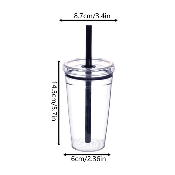 16oz Macaron Black Straw Drinking Cup, Insulated Style Travel Mug, Leak ...