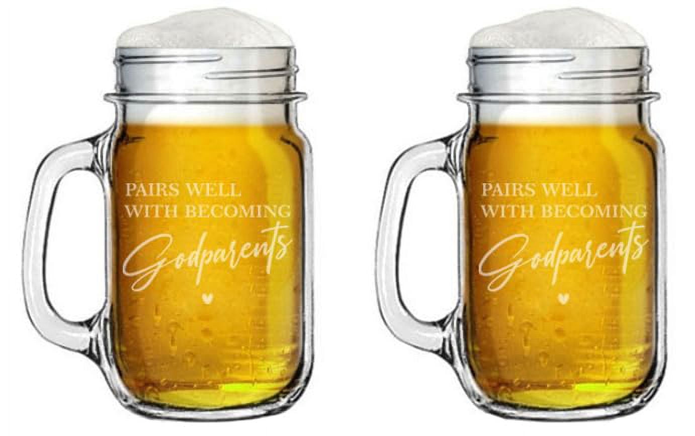 16oz Mason Jar Glass Mug w/Handle Gift Set of 2 Pairs Well With ...