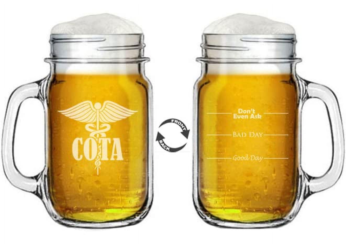 16oz Mason Jar Glass Mug w/Handle Two Sided Good Day Bad Day Don't Even ...