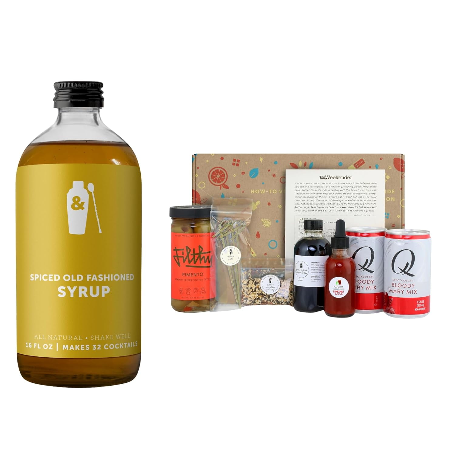 16oz Old Fashioned Syrup + Bloody Mary Cocktail Kit, Flavored Syrups ...