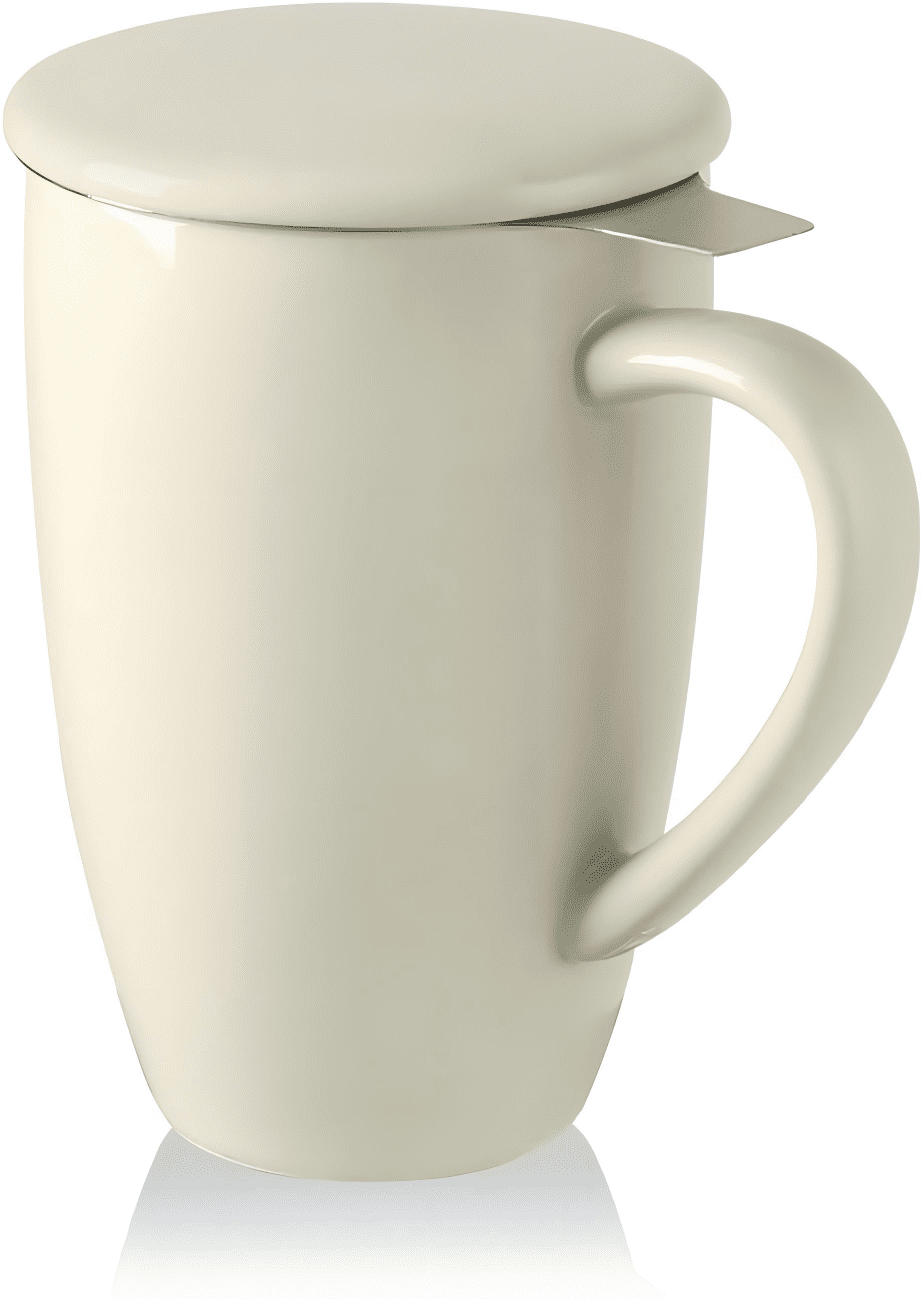 16oz Porcelain Tea Mug with Strainer & Lid, Loose Leaf Tea Infuser Cup ...