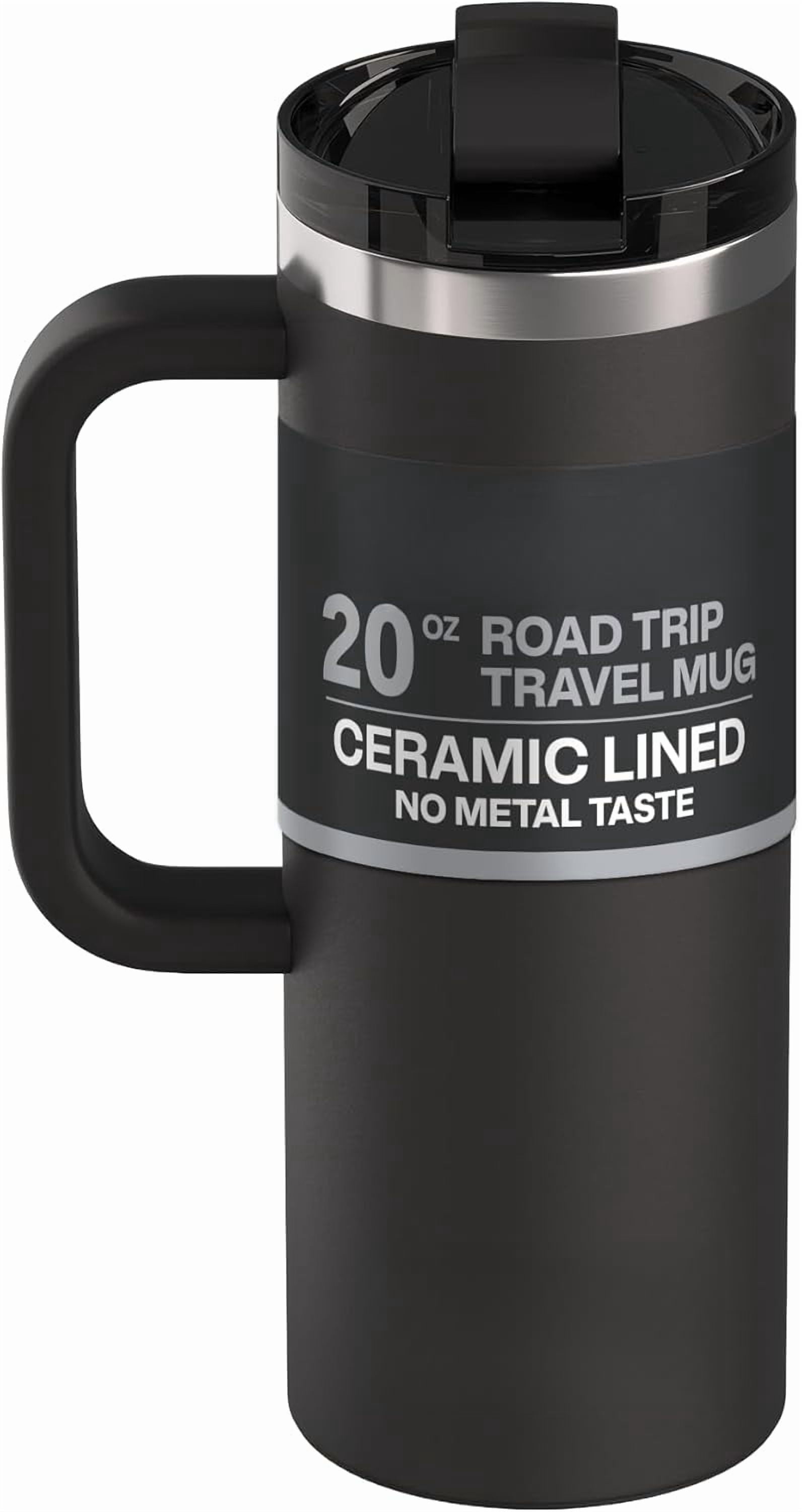 16oz Road Trip Travel Mug with Lid and Handle, Ceramic Lined, Insulated ...