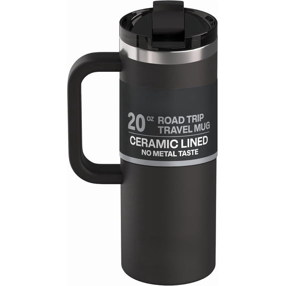 16oz Road Trip Travel Mug with Lid and Handle, Ceramic Lined, Insulated ...