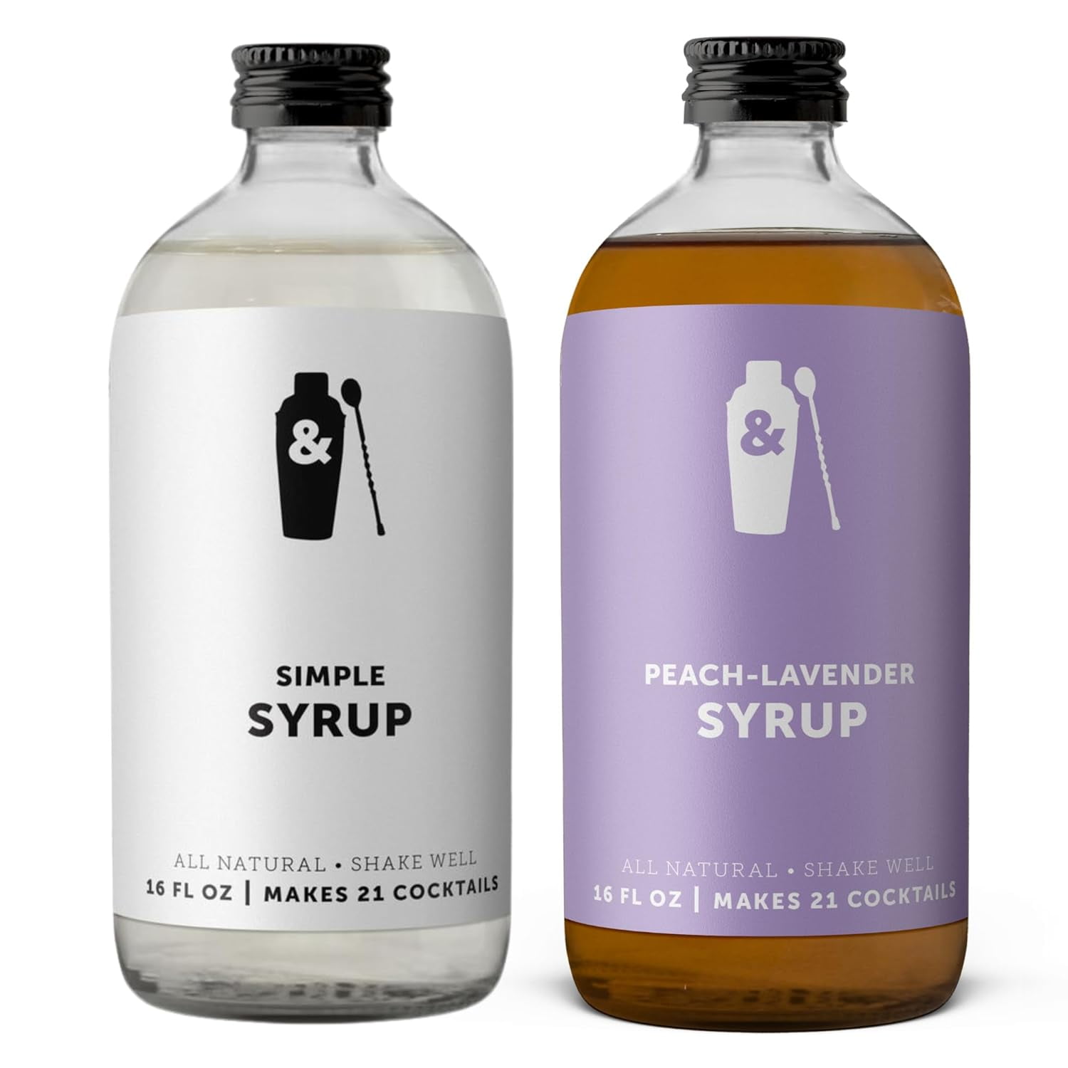16oz Simple Syrup + 16oz Peach Lavender Syrup, Cocktail Syrup Set ...