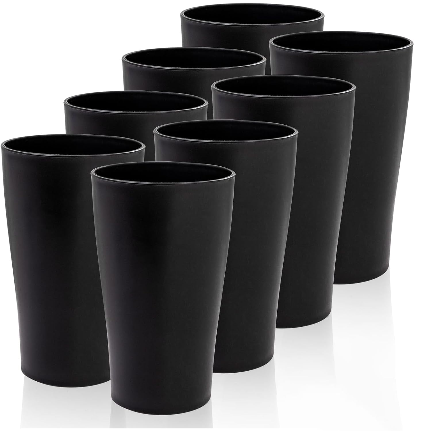 16oz Stackable Plastic Water Tumblers (Set of 8), Shatter-Proof Plastic ...