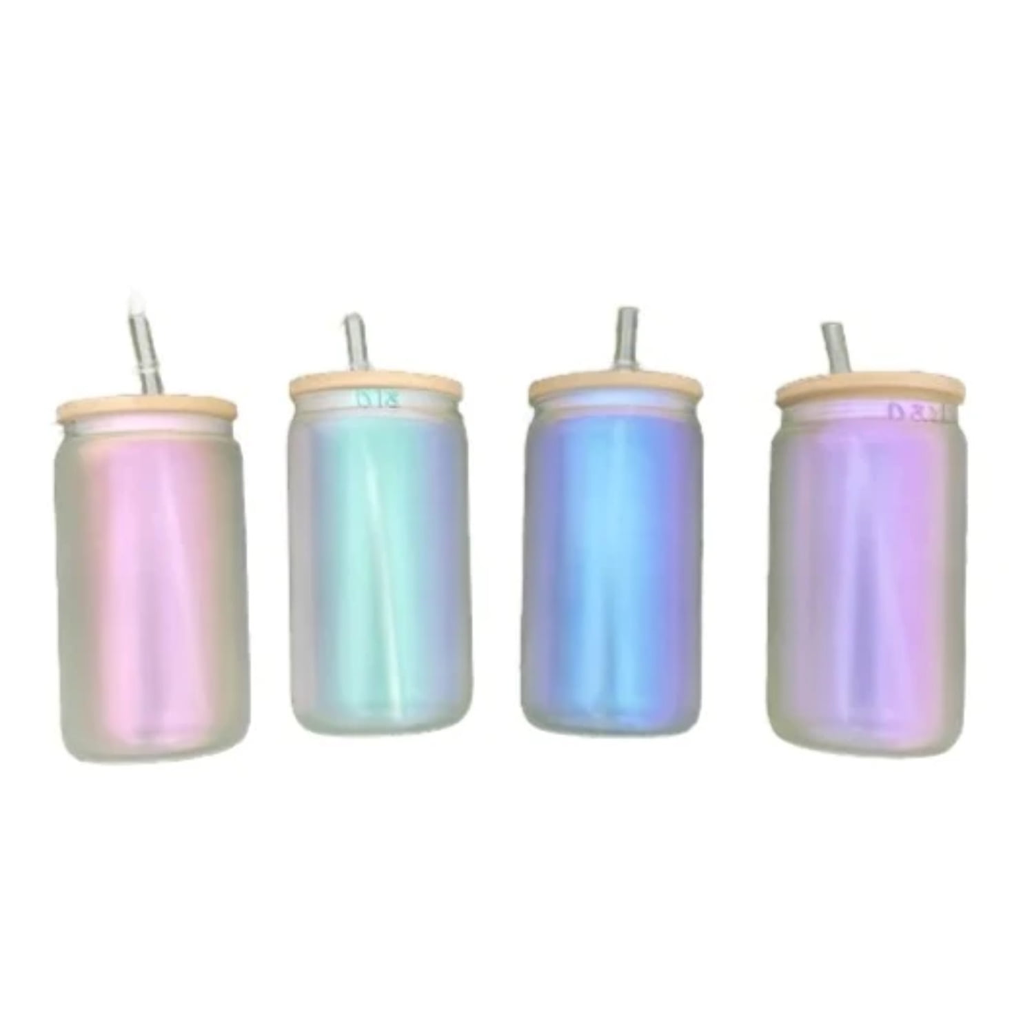 16oz Sublimation blank Holographic iridescent Glitter glass Jar Cans ...