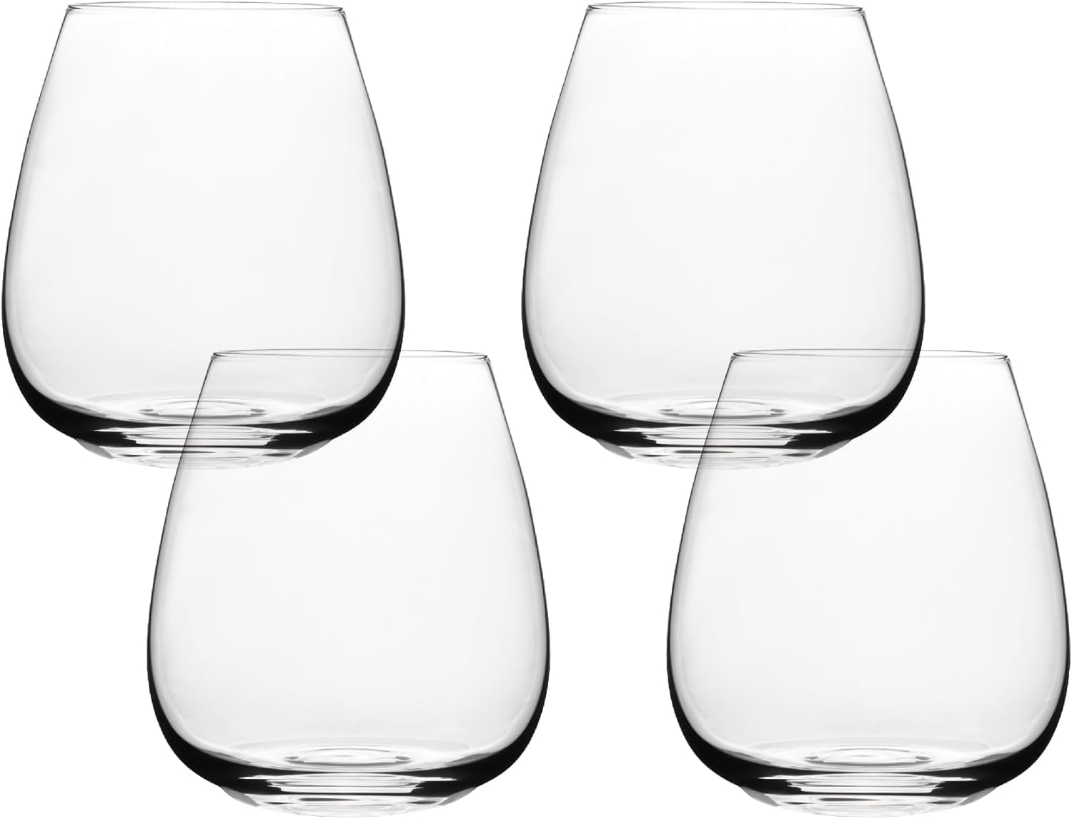 16oz Traditional Glassware - Set of 4 Classic Stem Drinking Glasses for ...