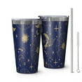16oz Tumblers Blue Gold Sun Moon Star Pattern Stainless Steel Vacuum ...