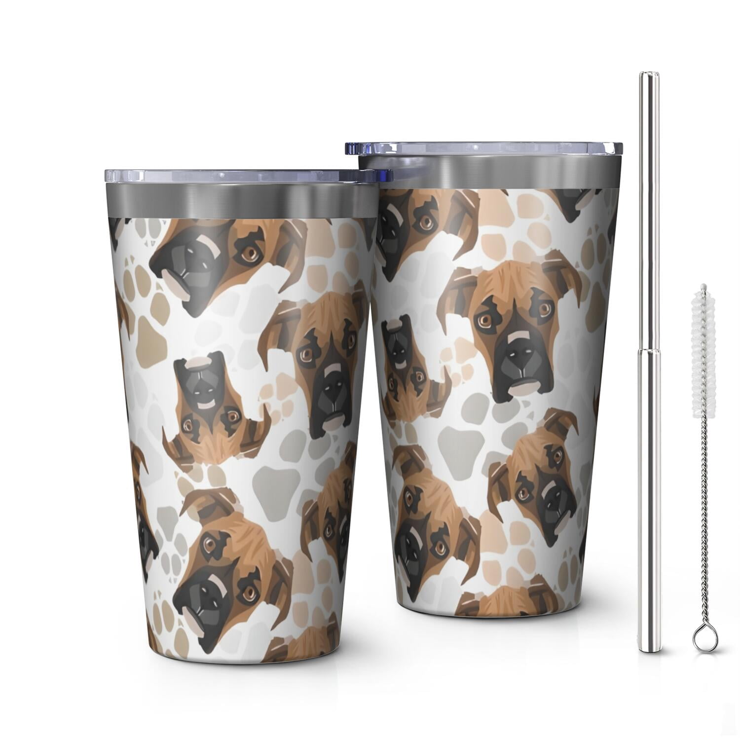 16oz Tumblers Cute Doberman and Dog Footprint Stainless Steel Vacuum ...