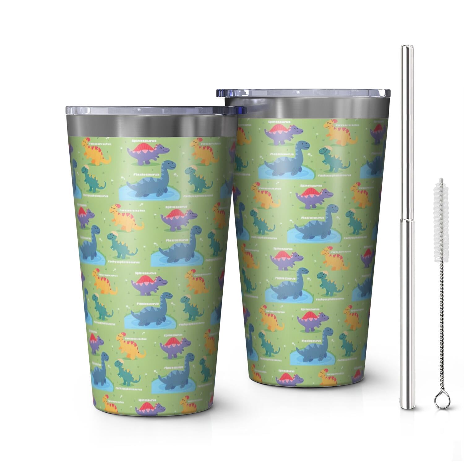 16oz Tumblers Green Dinosaurs Ponds Pattern Stainless Steel Vacuum ...